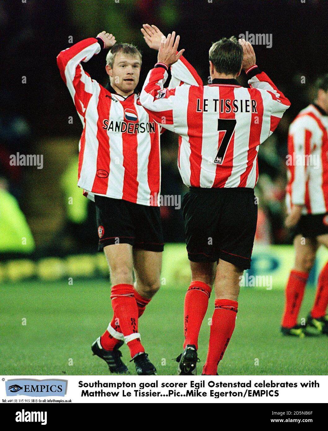 Southampton goal scorer Egil Ostenstad celebrates with Matthew Le ...