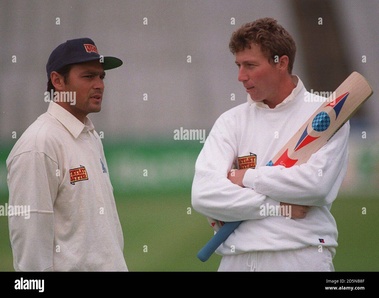 England's Michael Atherton (right) and Mark Ramprakash (left Stock ...