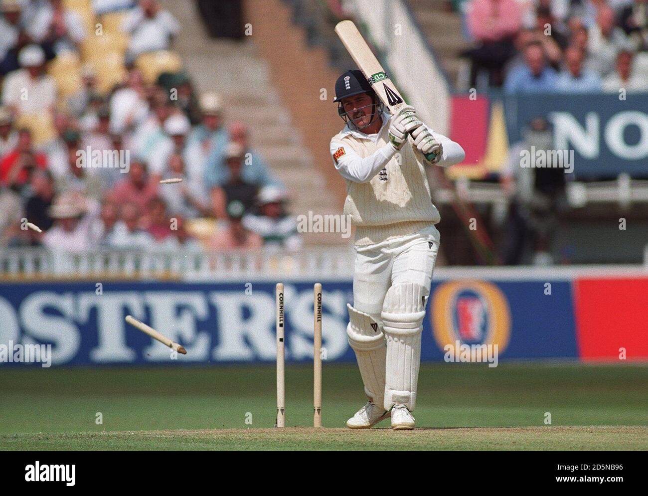 England's Richard Illingworth is bowled out Stock Photo - Alamy