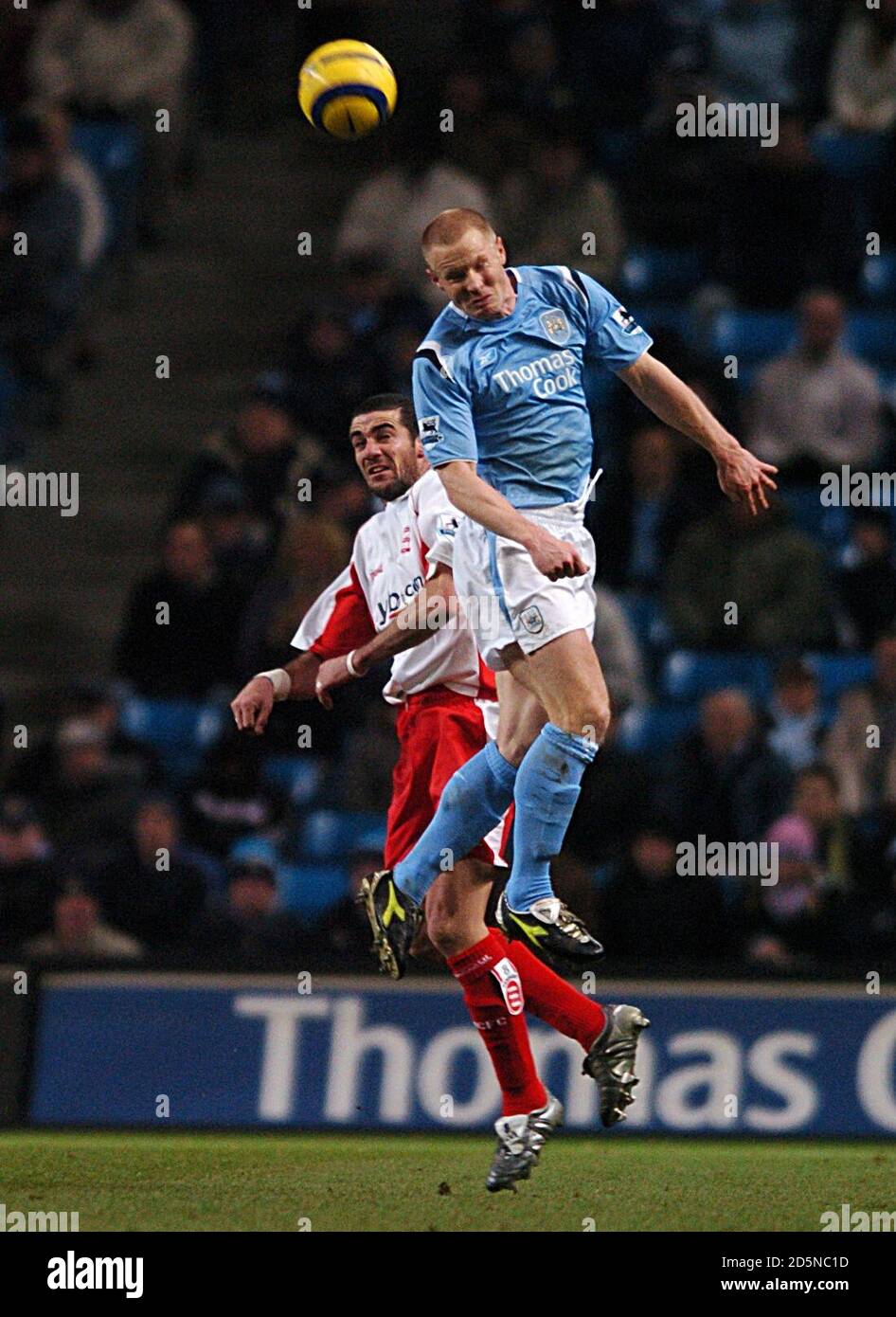 Manchester City's Ben Thatcher and Birmingham City's Walter Pandiani ...