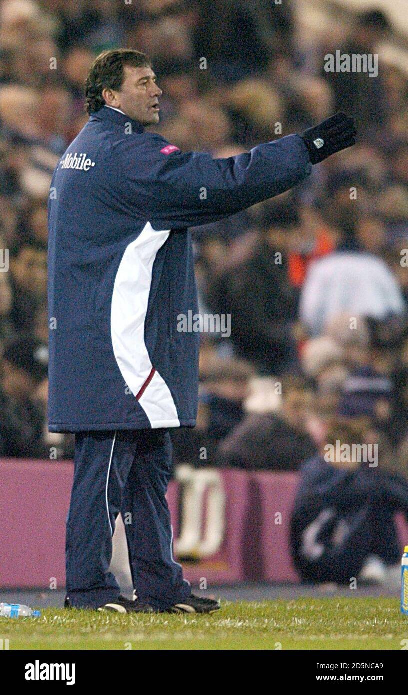 West Bromwich Albion manager Bryan Robson gestures to his players Stock ...