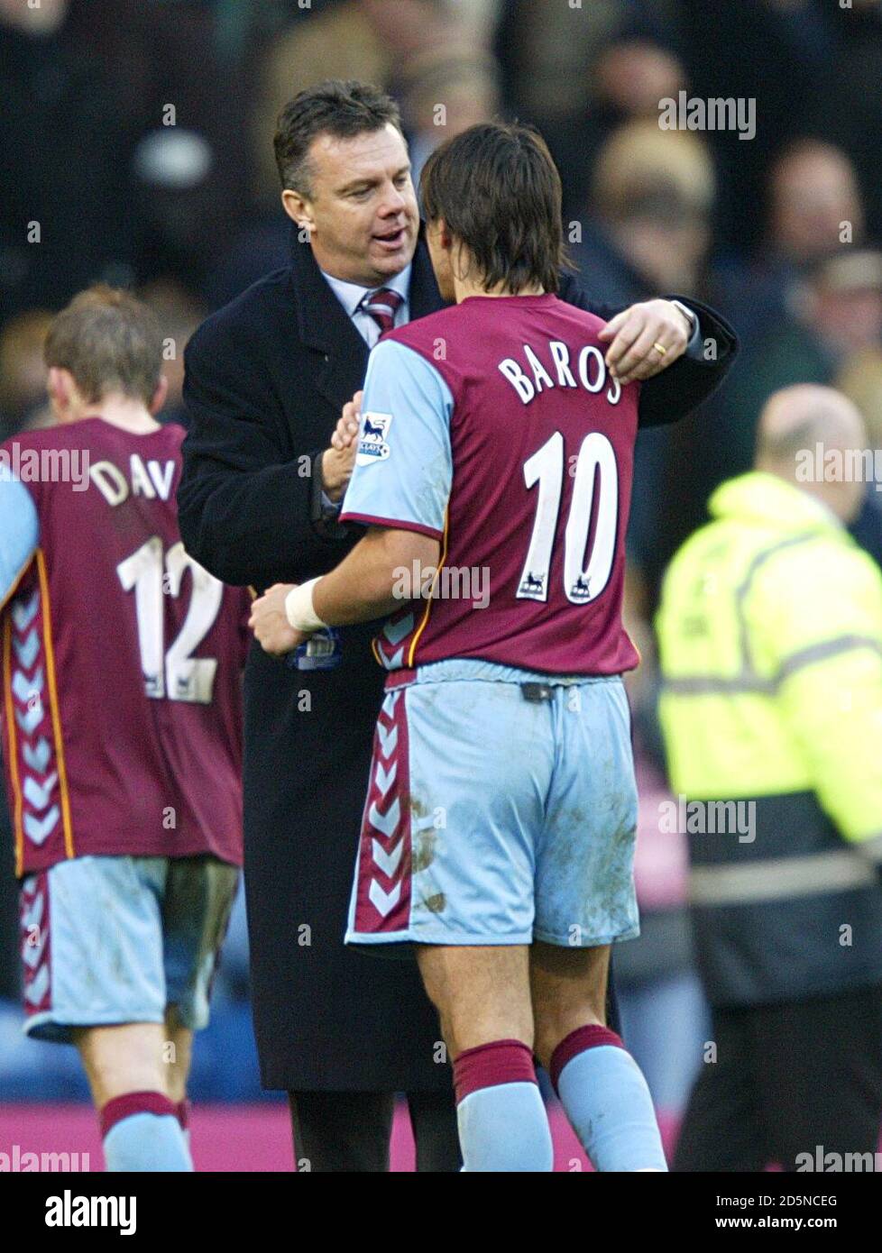 Aston Villa manager David O'Leary congratulates winning goalscorer ...