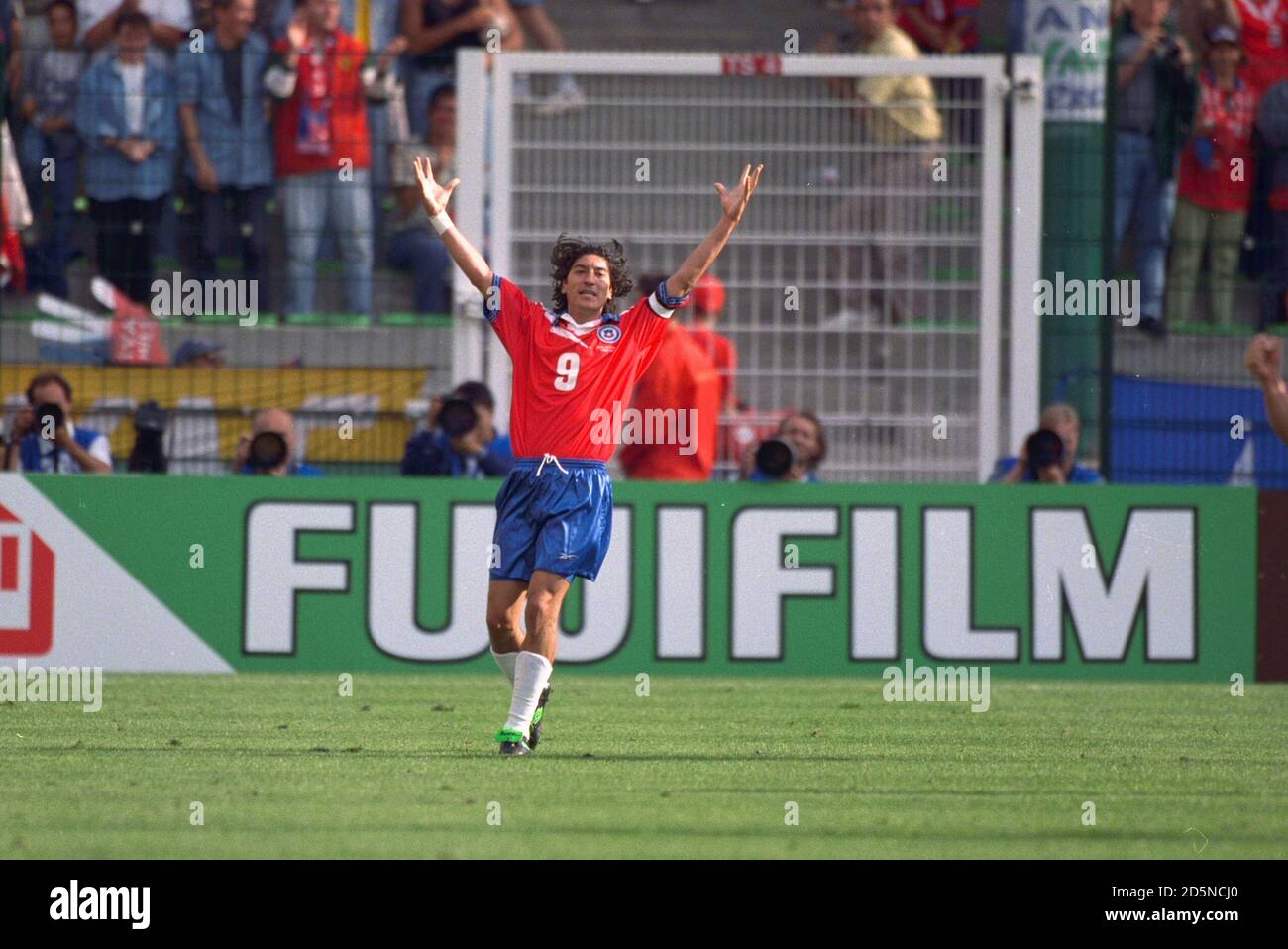 Chile's Ivan Zamorano celebrates after Marcelo Salas scored the opening ... Chile's Ivan Zamorano celebrates after Marcelo Salas scored the opening ...
