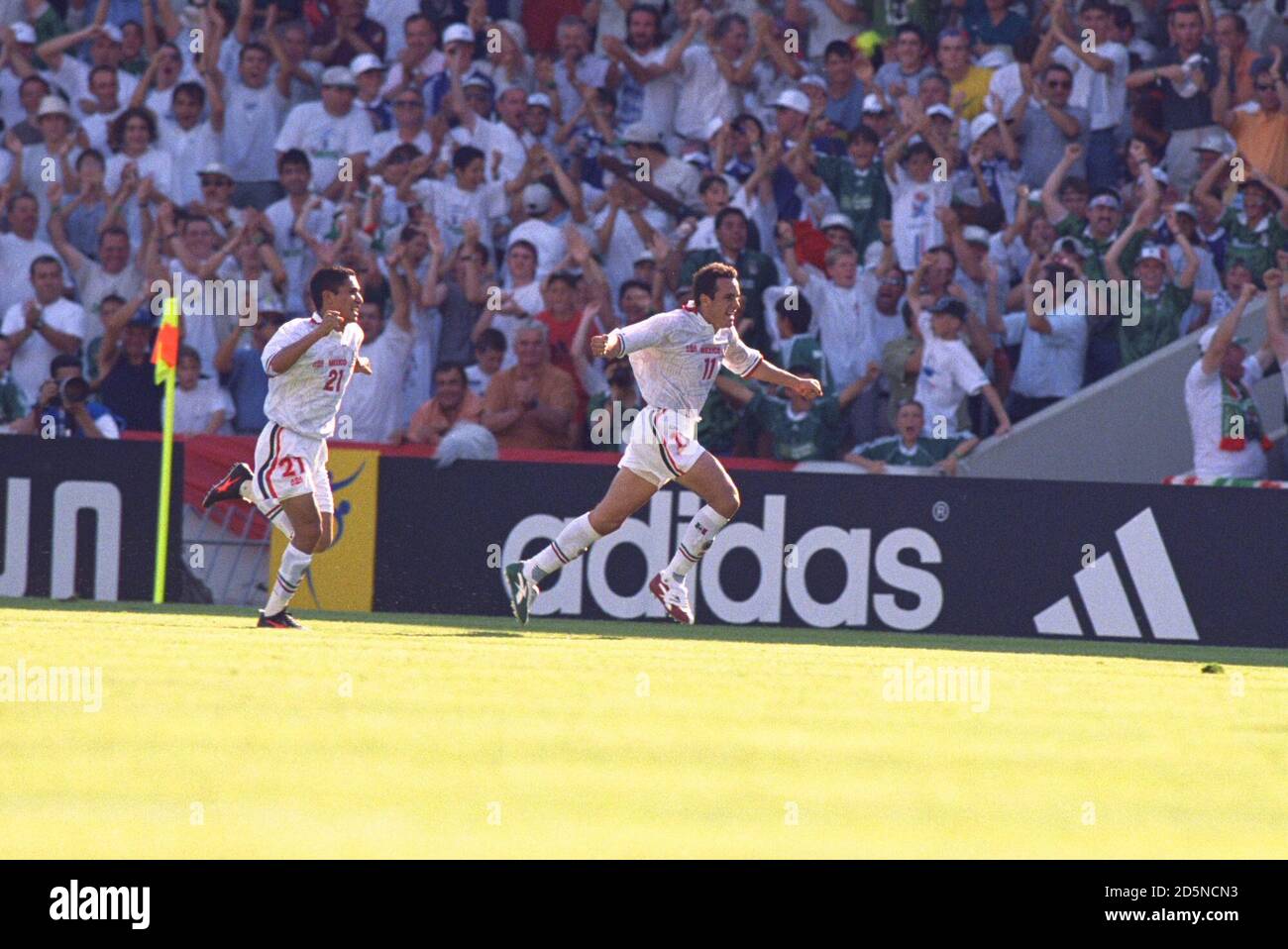 Mexico's Cuauhtemoc Blanco (right) celebrates scoring the equalising ...