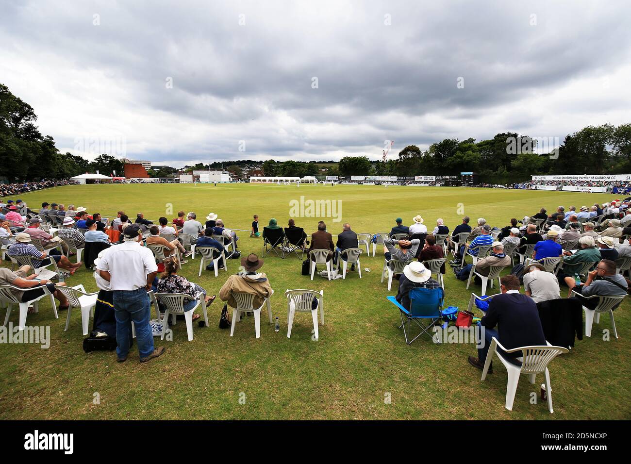 Spectators look on from the boundary at The Sports Ground Stock Photo ...