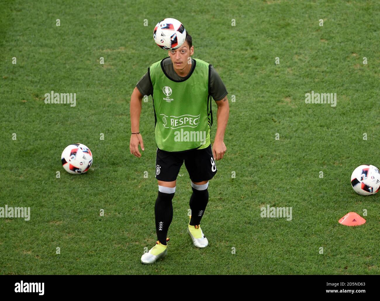 Germany's Mesut Ozil warms up on the pitch prior to kick-off Stock ...