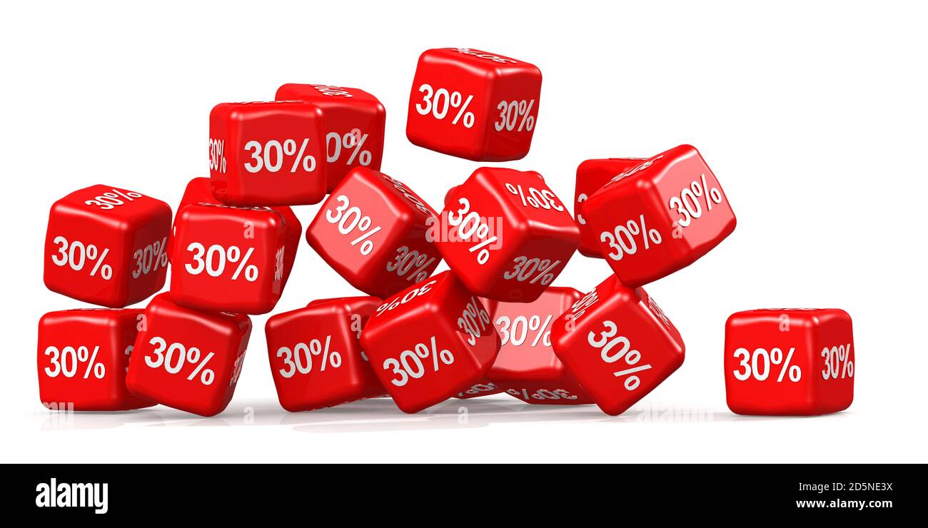 30 percent cubes isolated on white background, 3D rendering Stock Photo ...