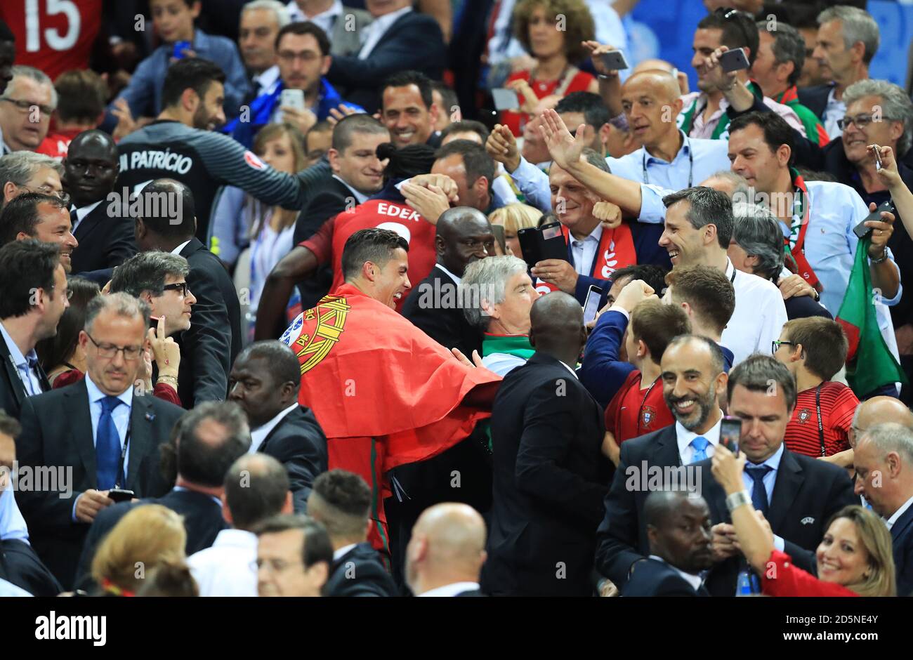 Portugal's Cristiano Ronaldo celebrates with fans as he makes with way ...