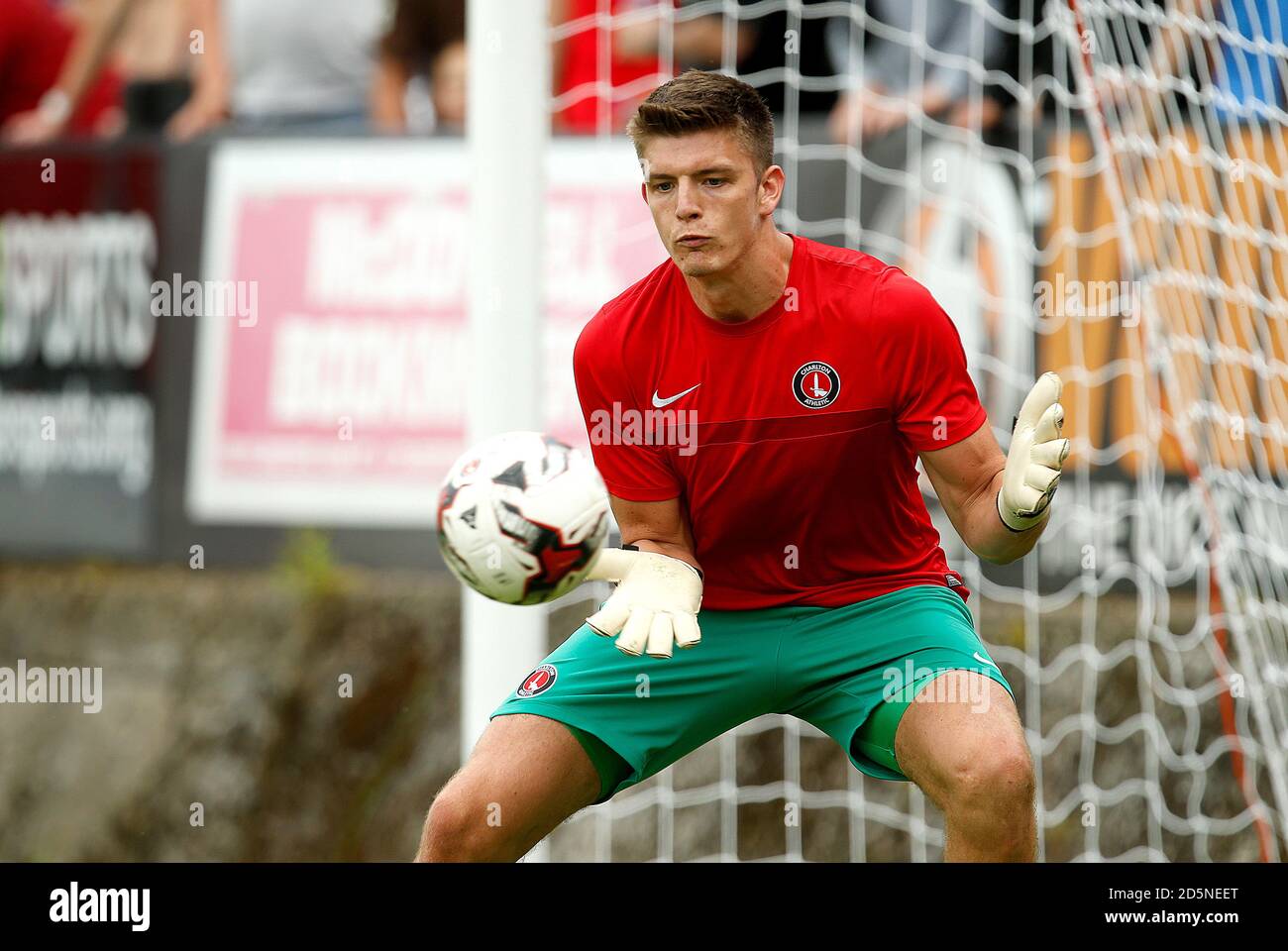 Charlton Athletic goalkeeper Nick Pope during training before the game ...