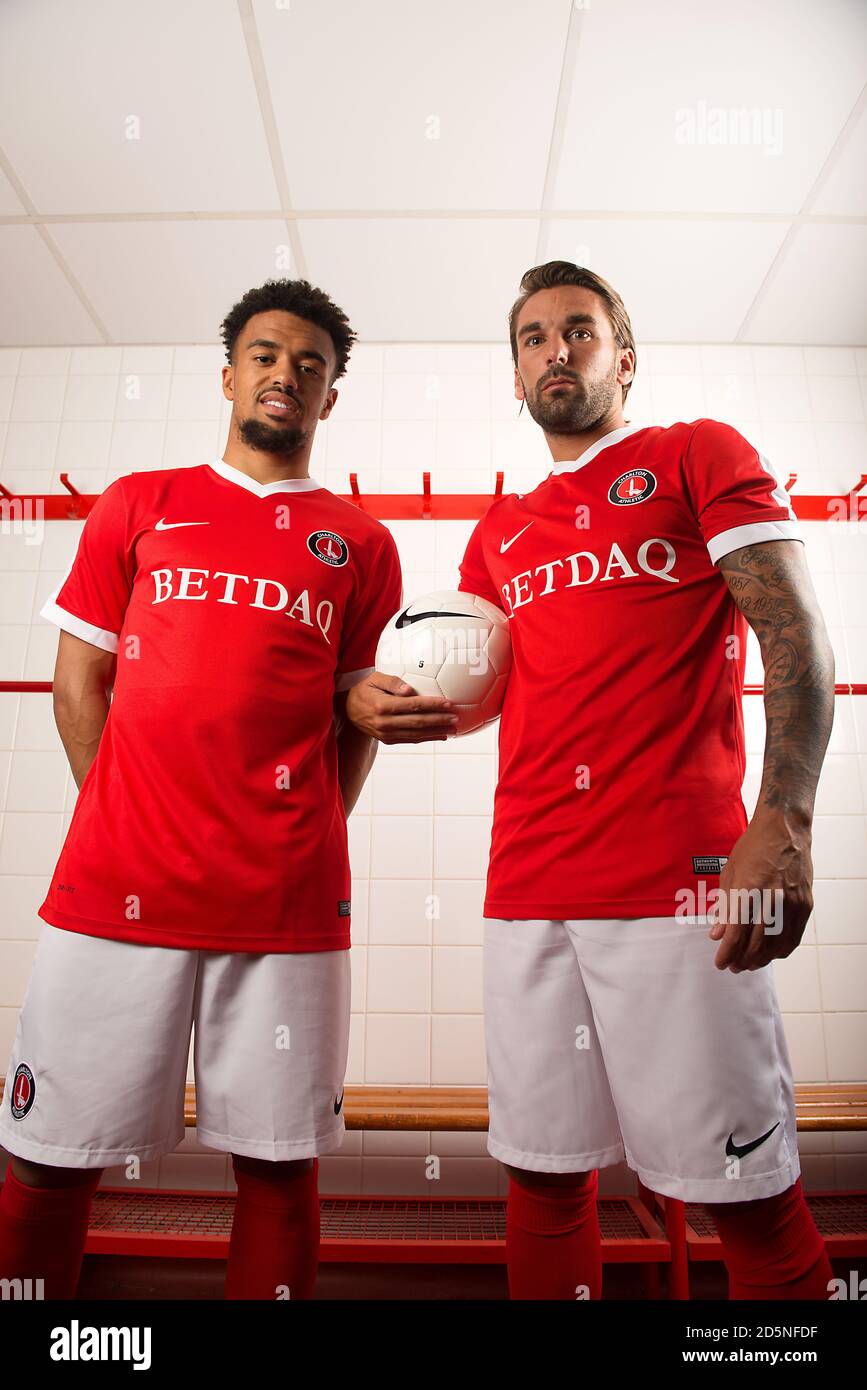 Charlton Athletic's Nicky Ajose (left) and Ricky Holmes during the ...