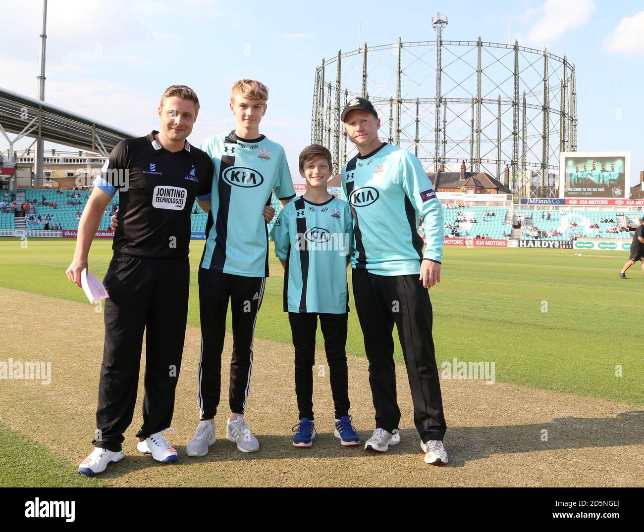 Surrey's captain Gareth Batty and and Sussex's captain Luke Wright ...