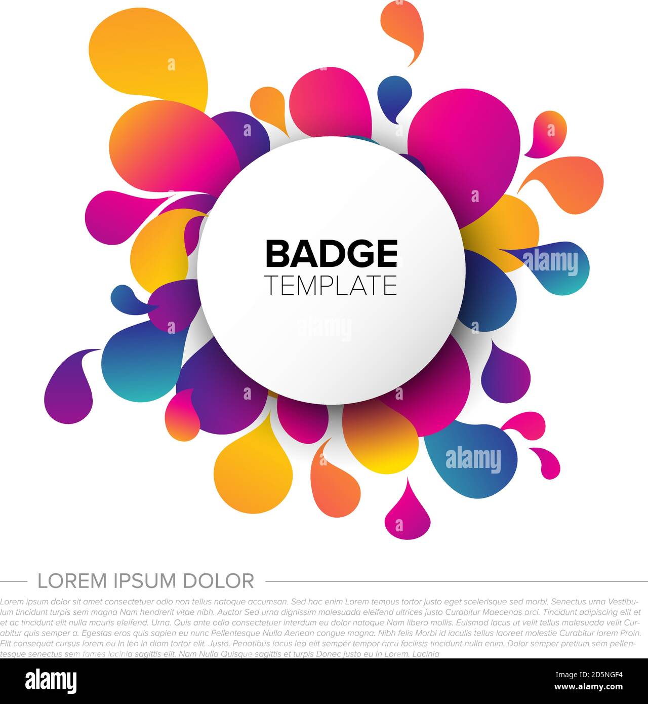 Colorful creative badge / tag template with sample content and fresh ...