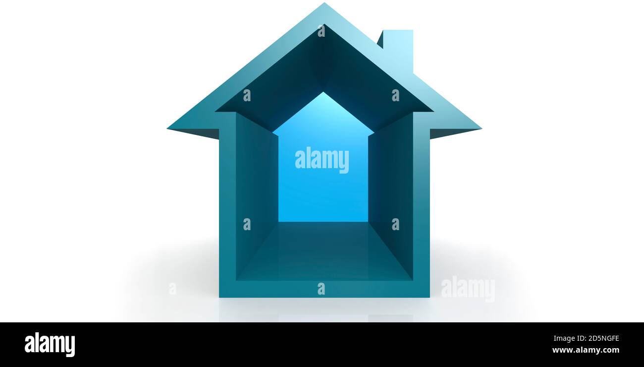 Blue house symbol isolated on white background, 3D rendering Stock ...