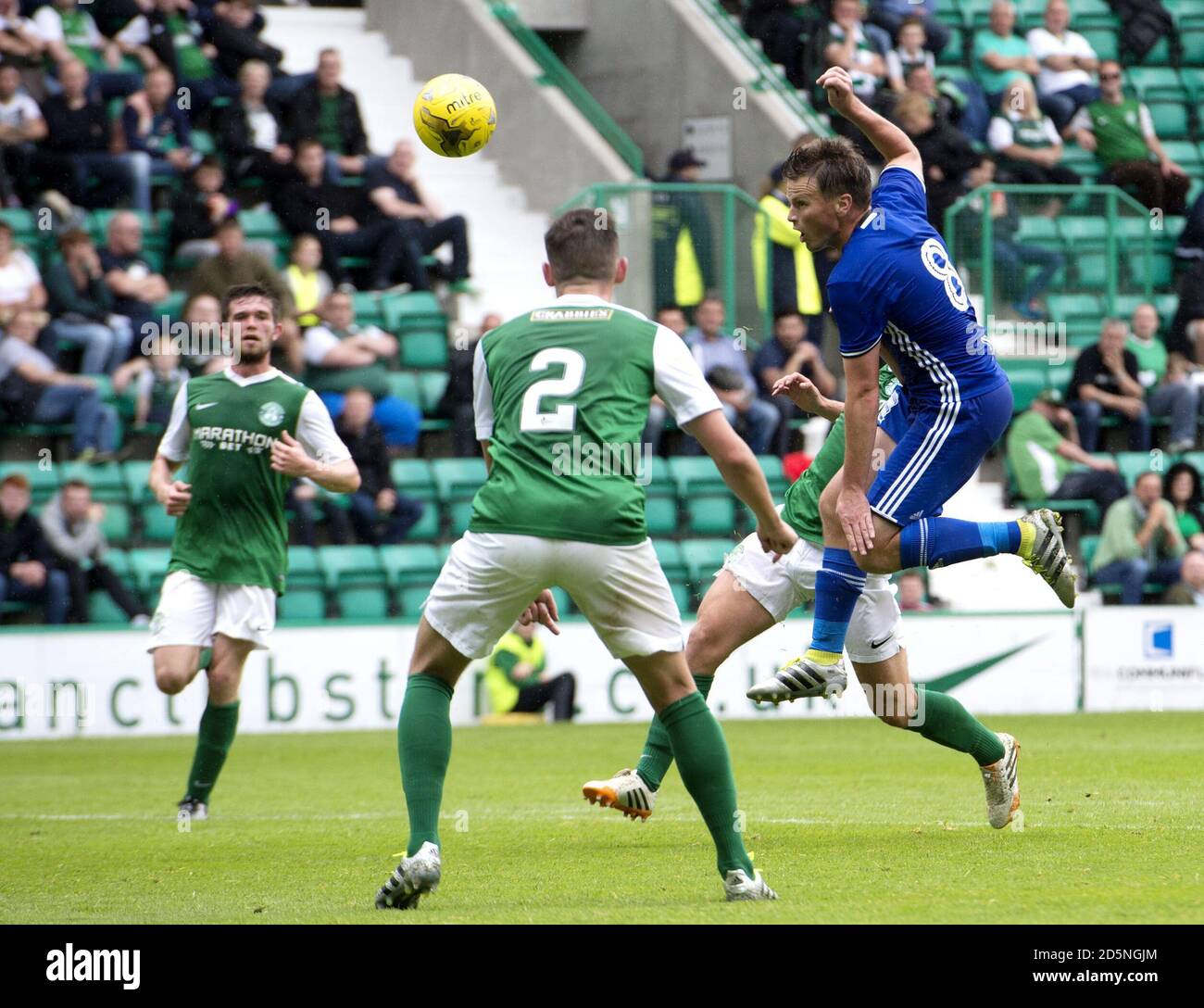 Hibernian's Sam Stanton (left) and Aaron Dunmore (2), Birmingham City's ...