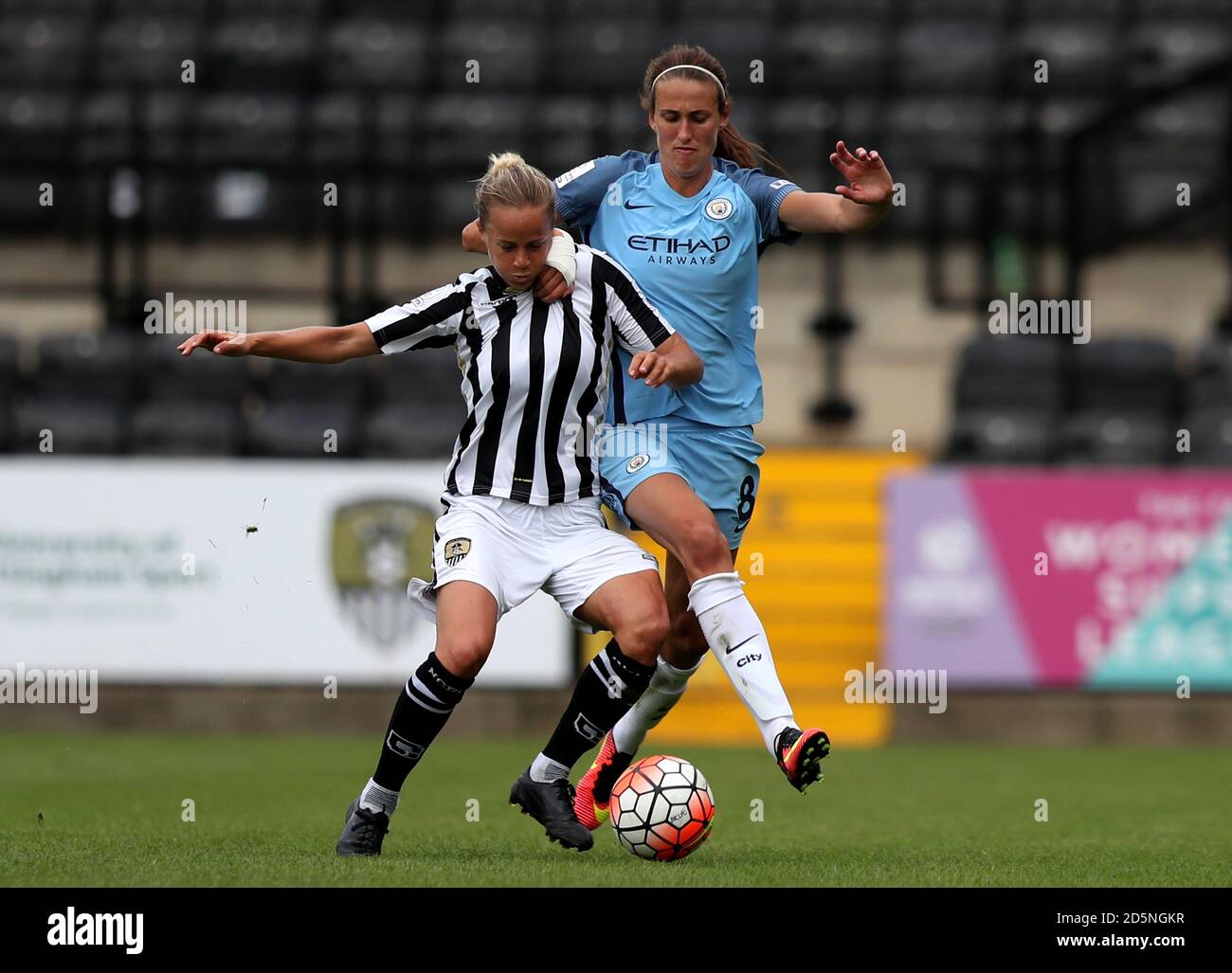Manchester City's Jill Scott (right) and Notts County's Aivi Luik ...