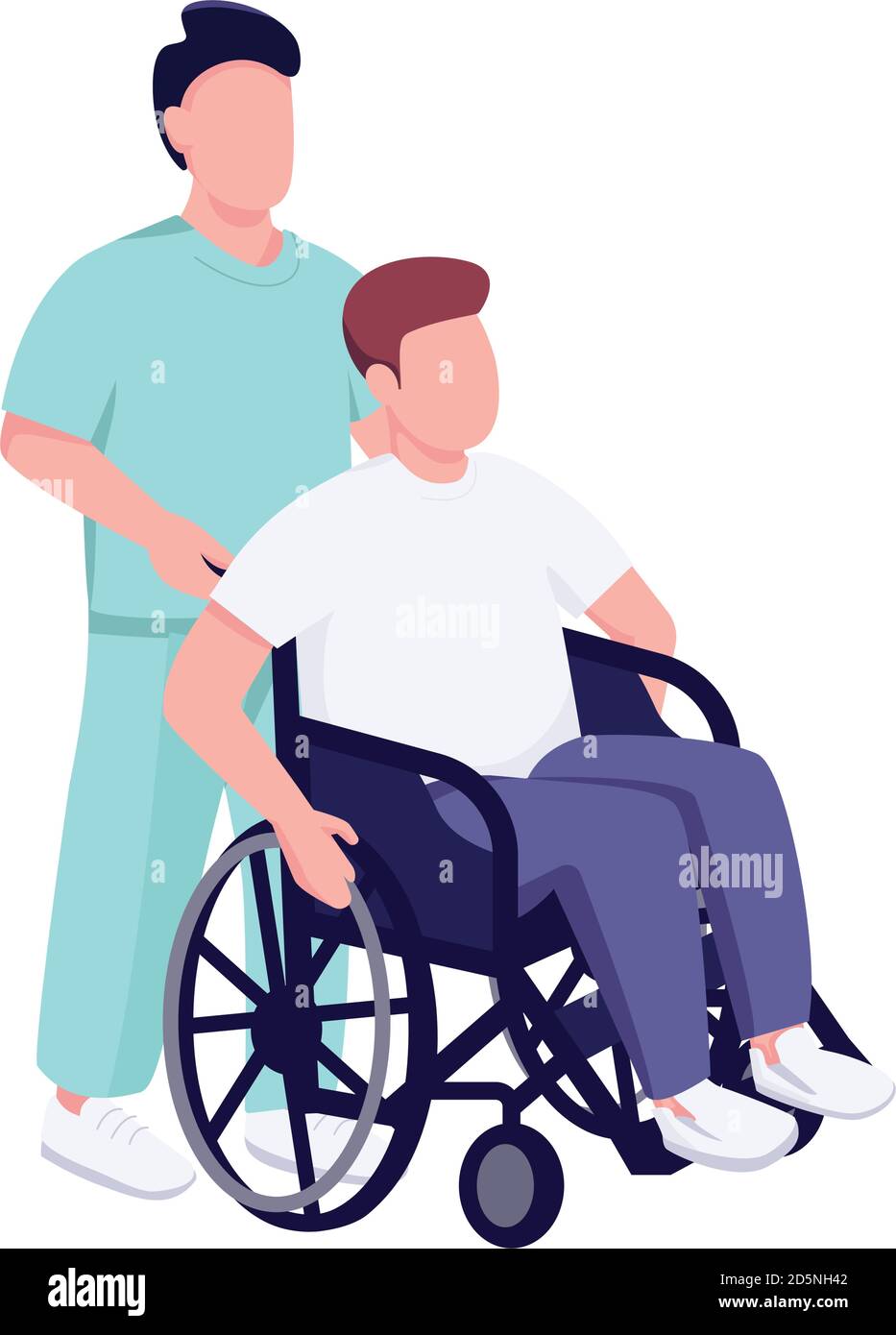 Hospital patient in wheelchair flat color vector faceless character ...