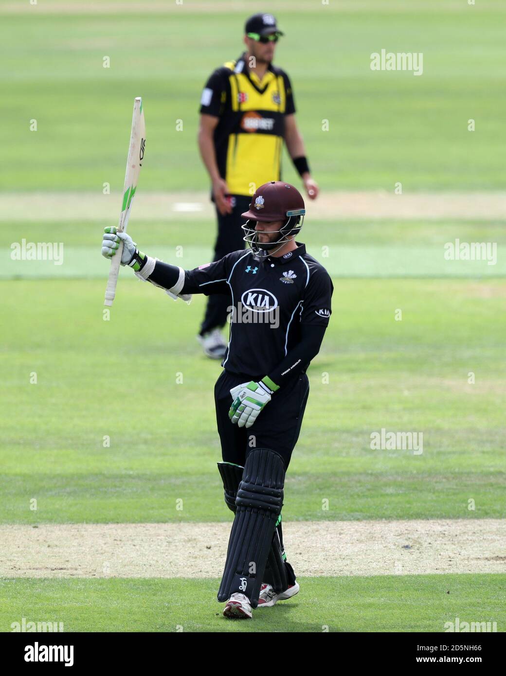 Surrey's Steven Davies celebrates reaching his half century Stock Photo ...