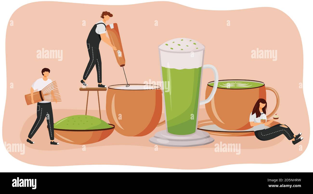 Matcha latte flat concept vector illustration Stock Vector Image & Art ...