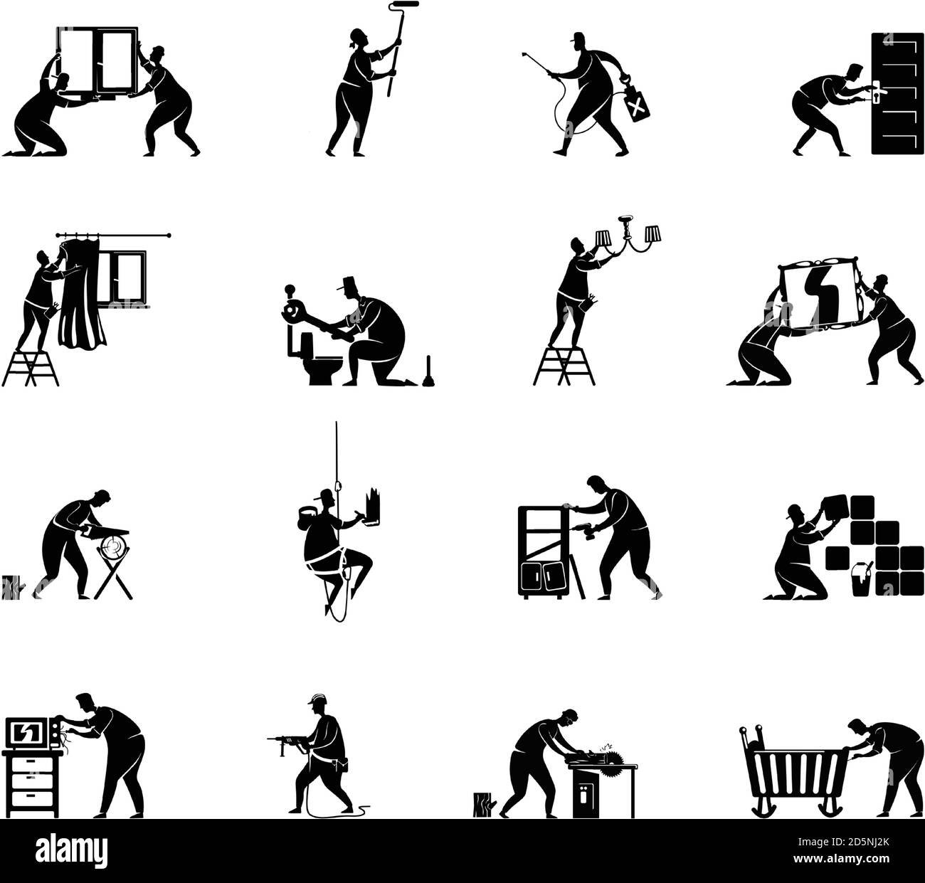Home repairs black silhouette vector illustrations kit Stock Vector ...