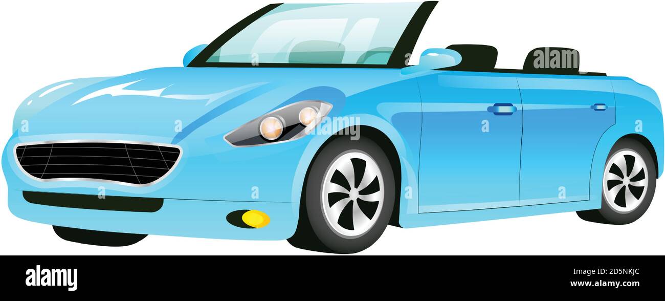 Blue cabriolet cartoon vector illustration Stock Vector Image & Art - Alamy