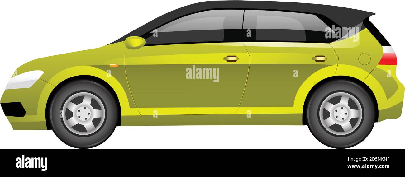 Green hatchback cartoon vector illustration Stock Vector Image & Art ...
