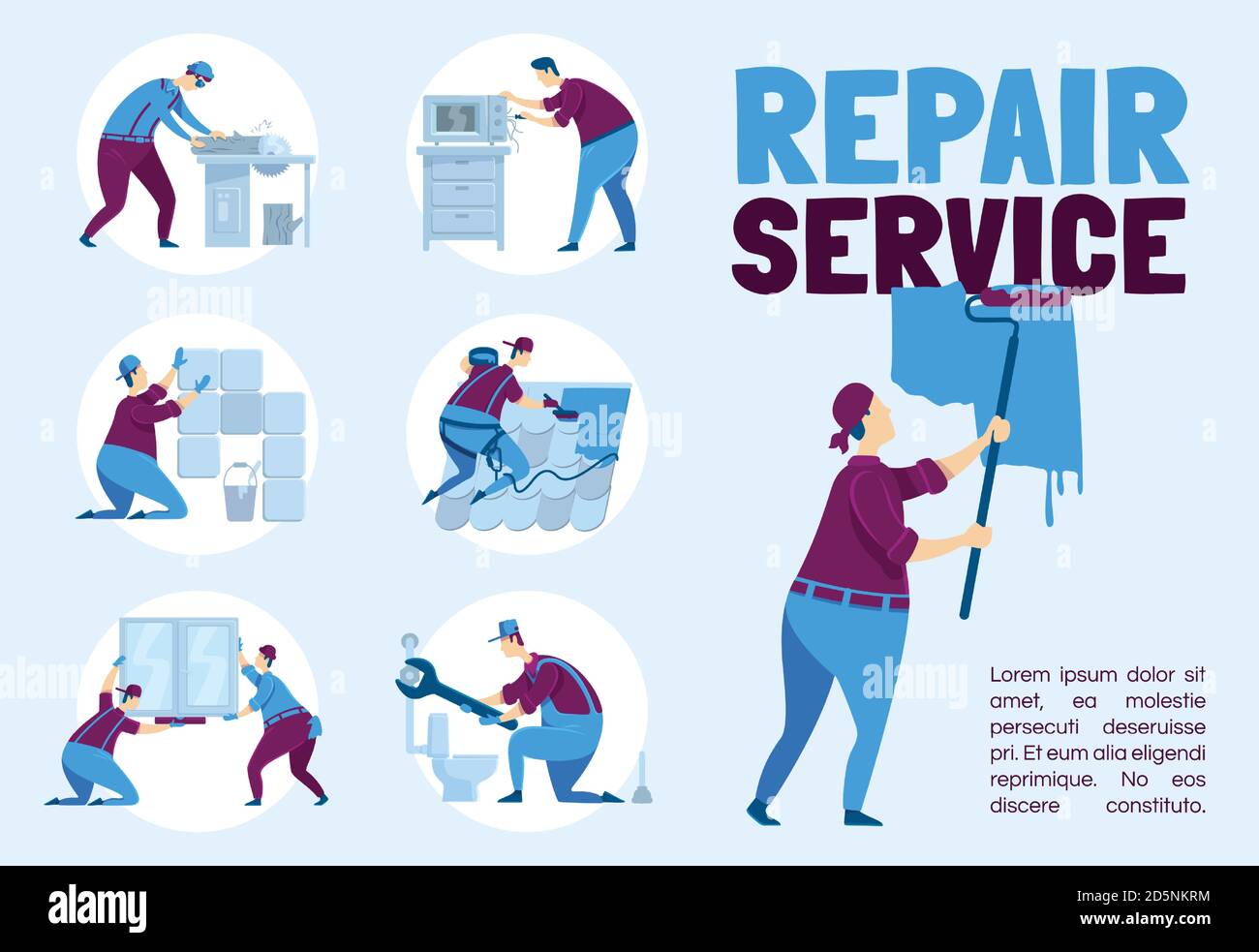 Repair service poster flat vector template Stock Vector Image & Art - Alamy