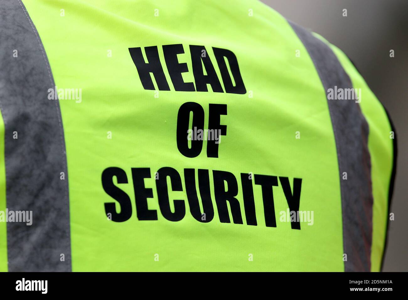 Head of Security written on the back of a high visibility jacket Stock ...
