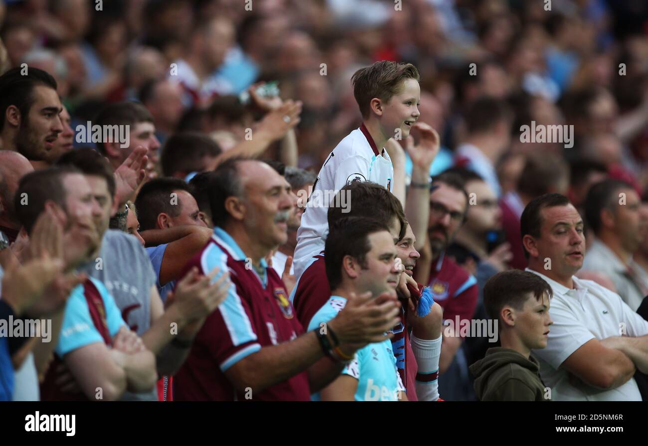 West Ham United fans celebrate their side's first goal Stock Photo - Alamy