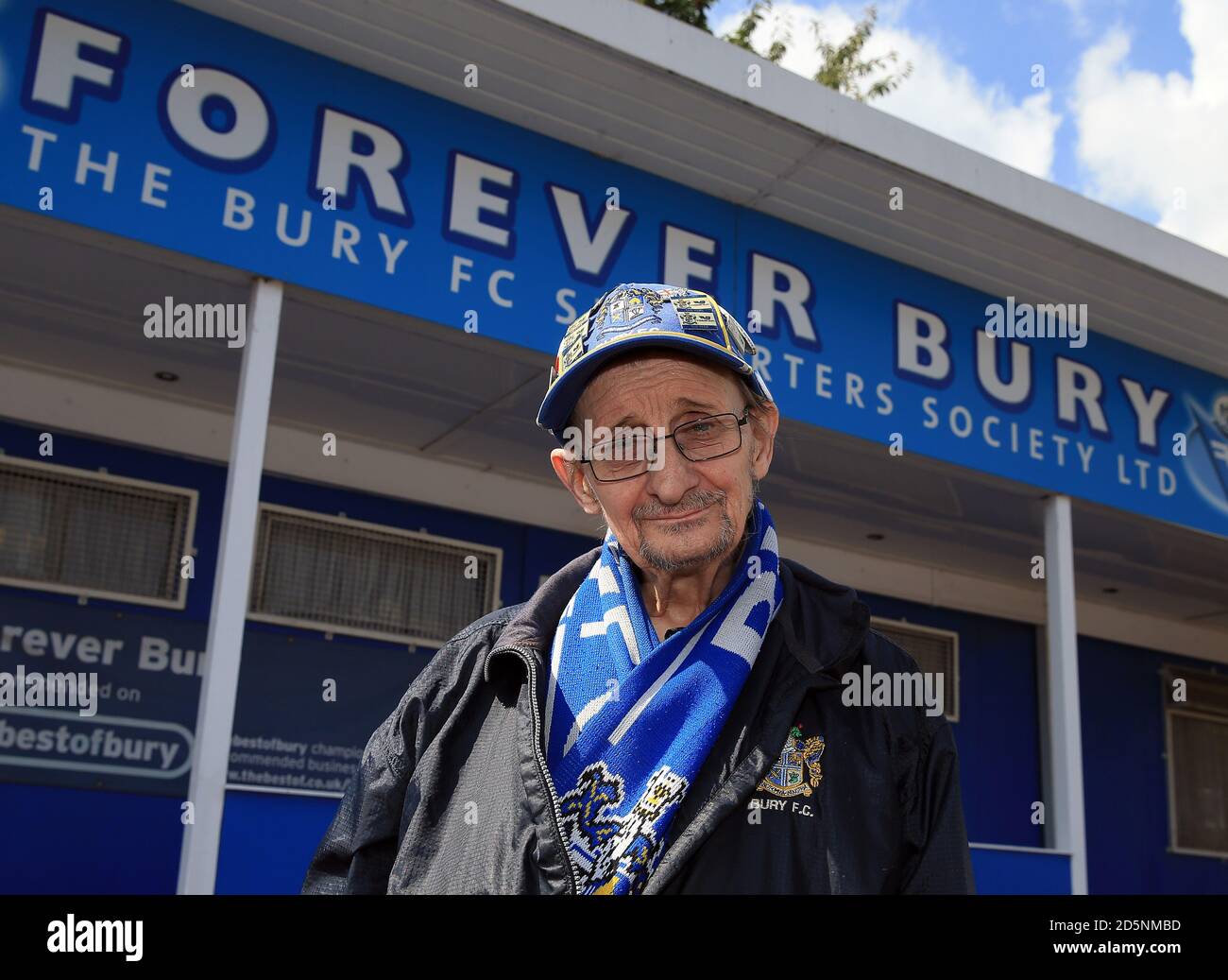 A Bury fan shows his support outside the ground Stock Photo - Alamy