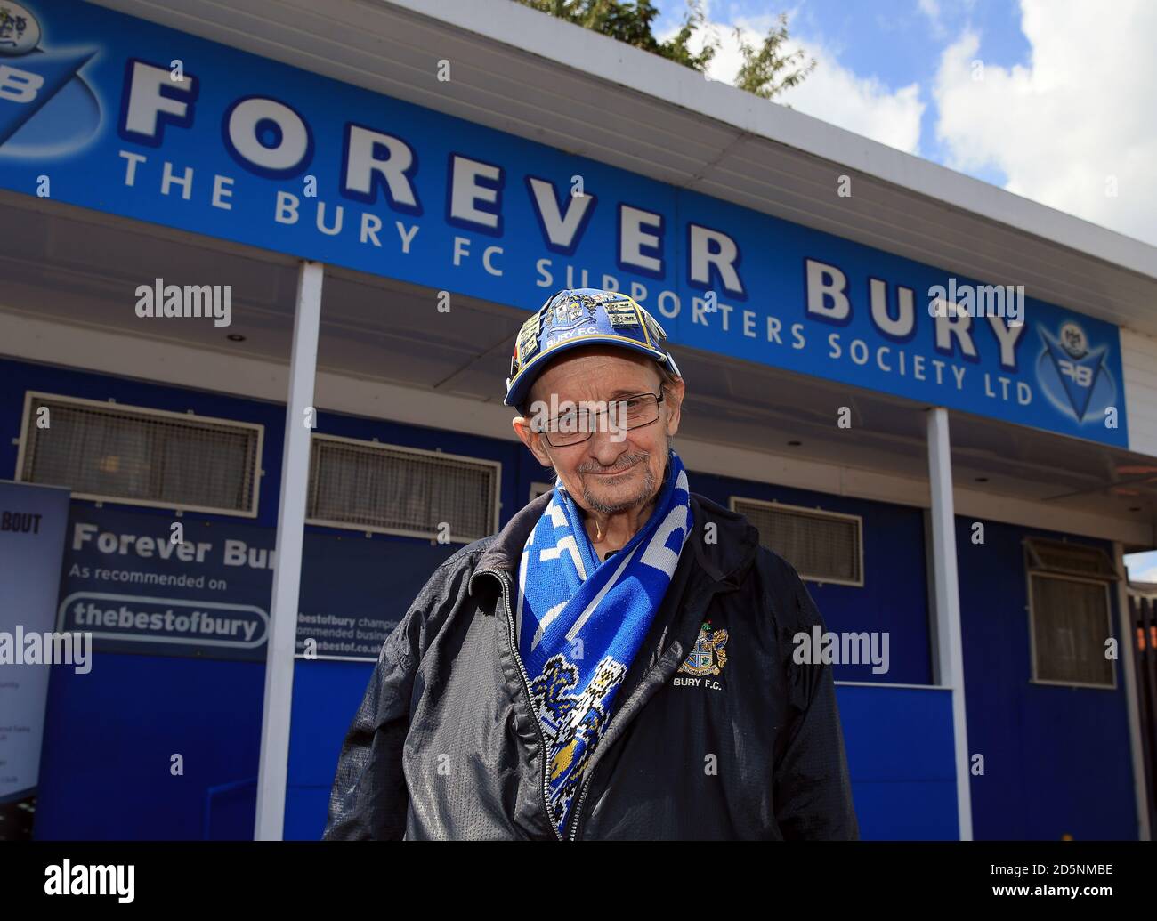 A Bury fan shows his support outside the ground Stock Photo - Alamy