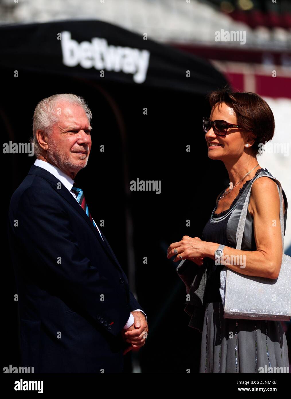 David Gold and fiance Lesley Manning at London Stadium prior to kick ...