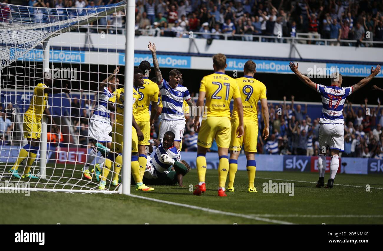 QPR's Nedum Onuoha celebrates scoring his side's first goal of the game ...
