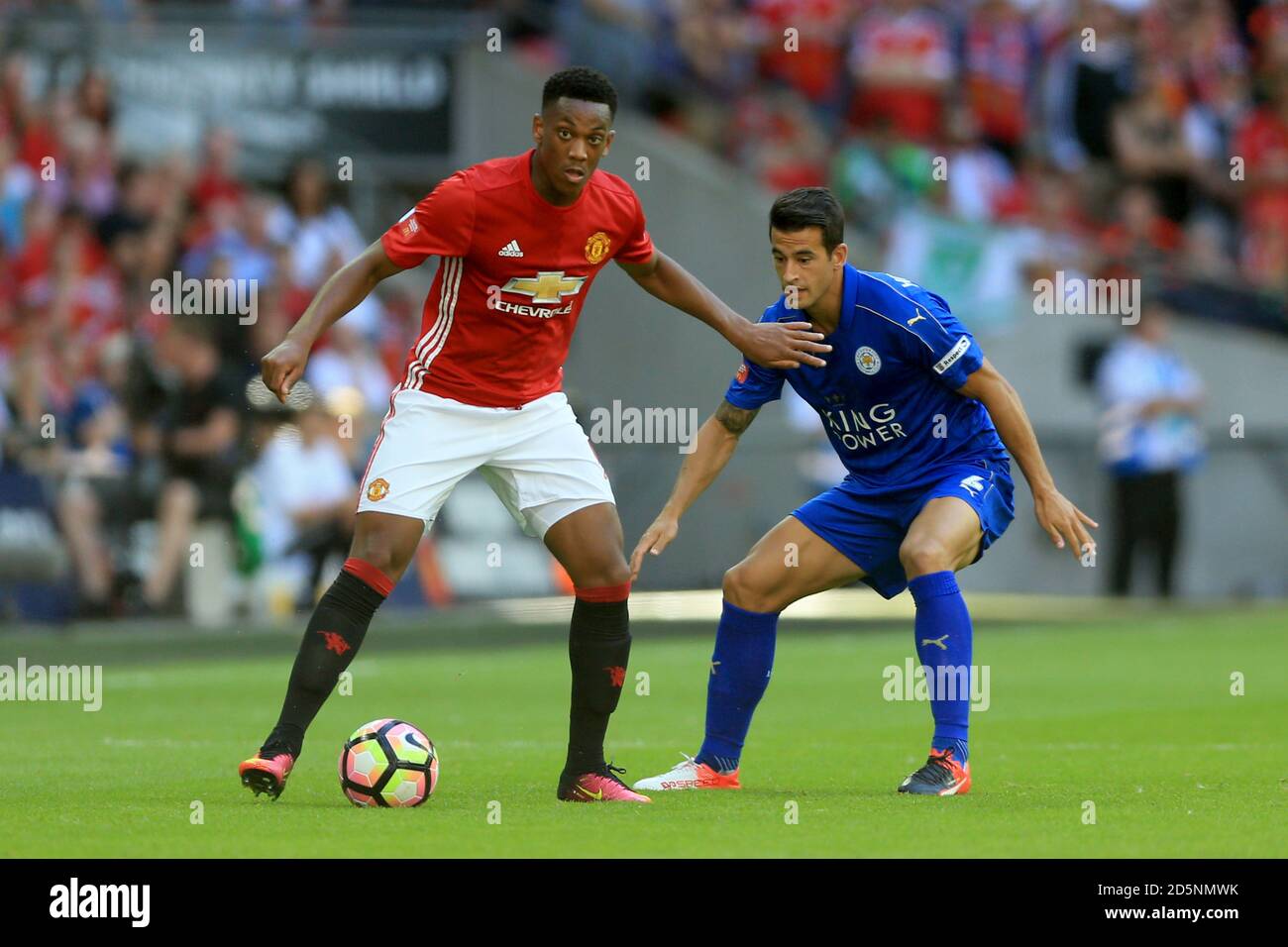 Manchester United's Marcus Ashford and Leicester City's Luis Hernandez ...