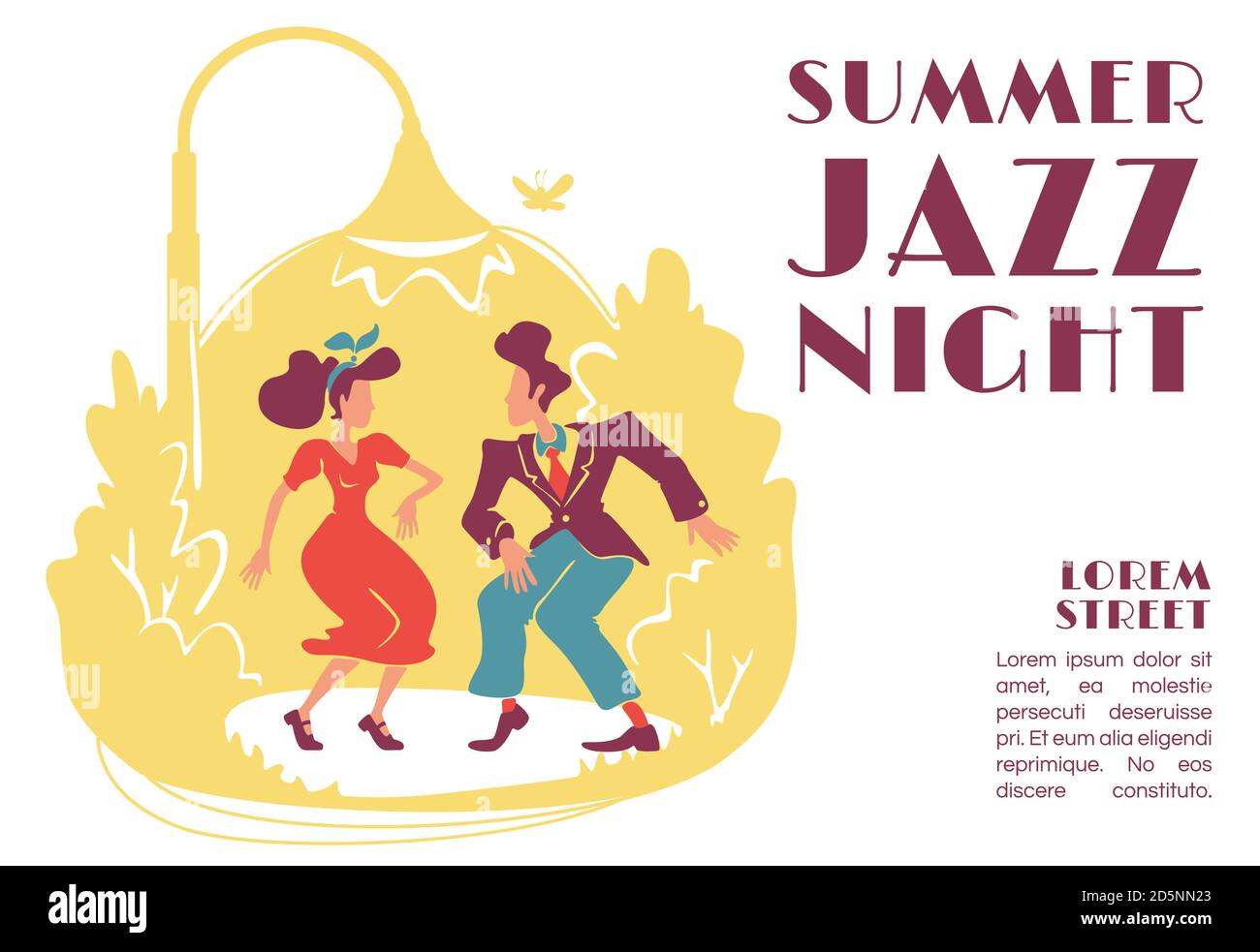 Summer jazz night banner flat vector template Stock Vector Image & Art ...