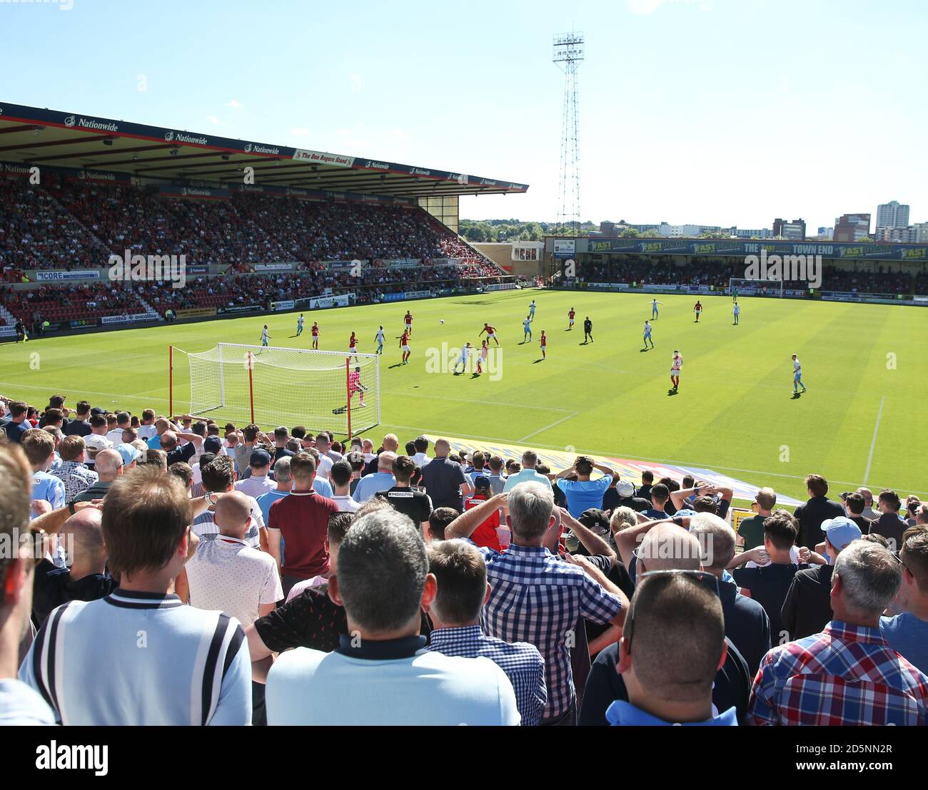 General view of Coventry City fans in the away end watching the game ...