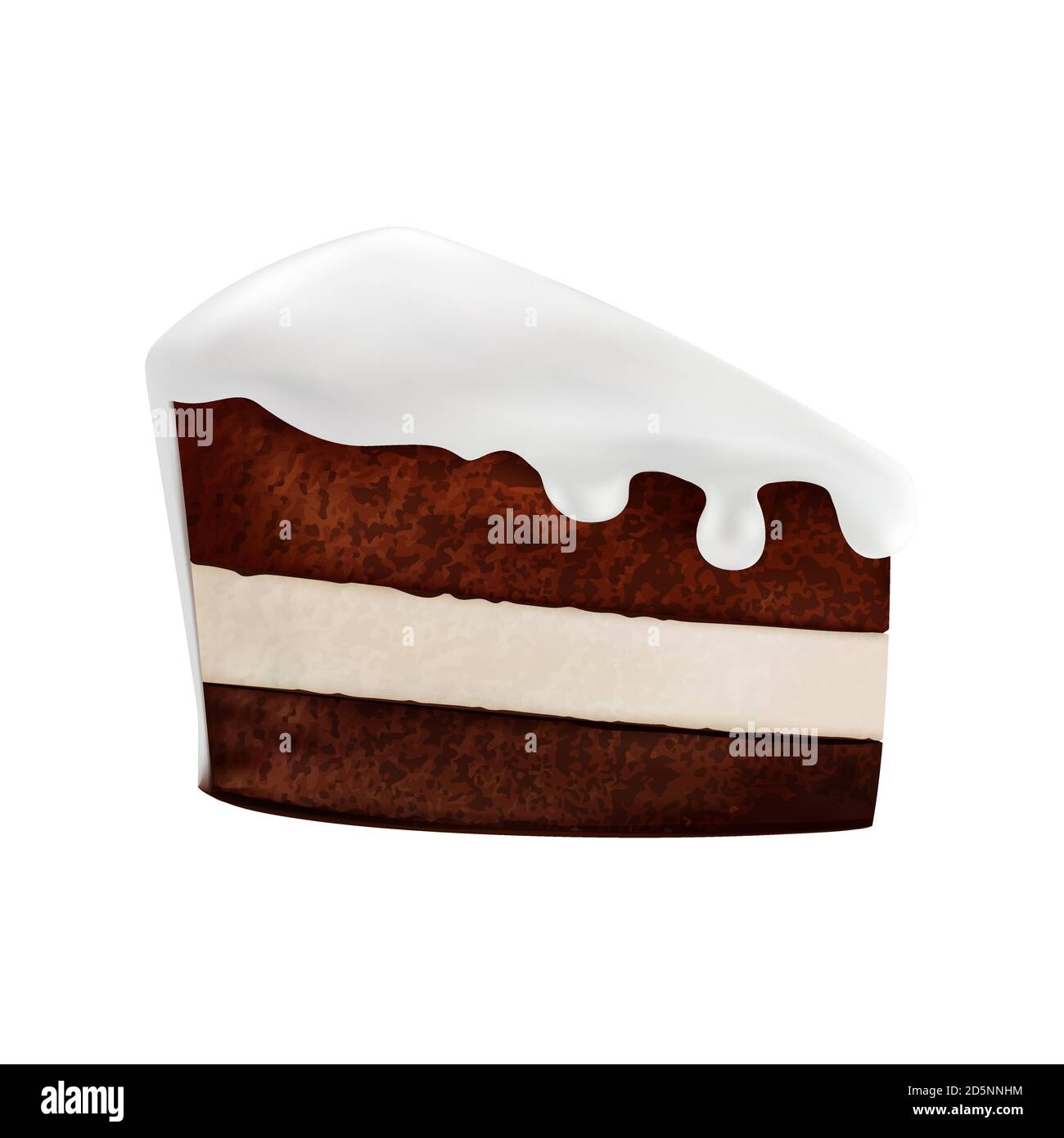 Delicious piece of chocolate cake with filling and dripping white cream ...