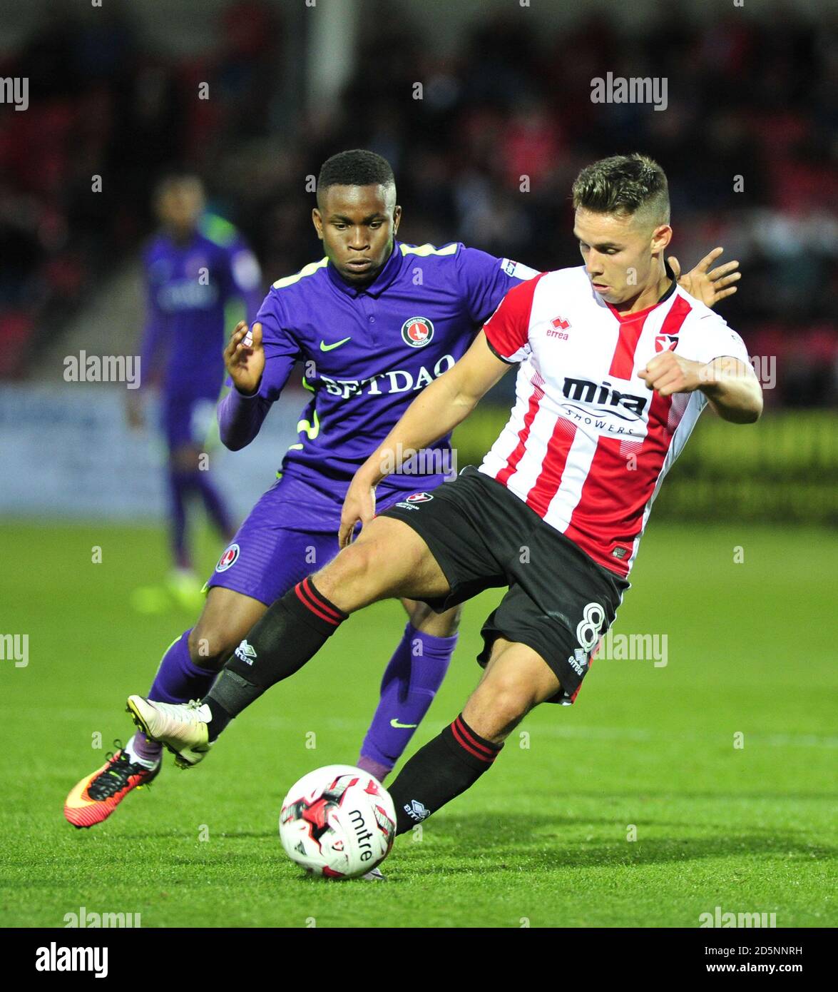 Cheltenham Town's Billy Waters and Charlton Athletic's Ademola Lookman ...
