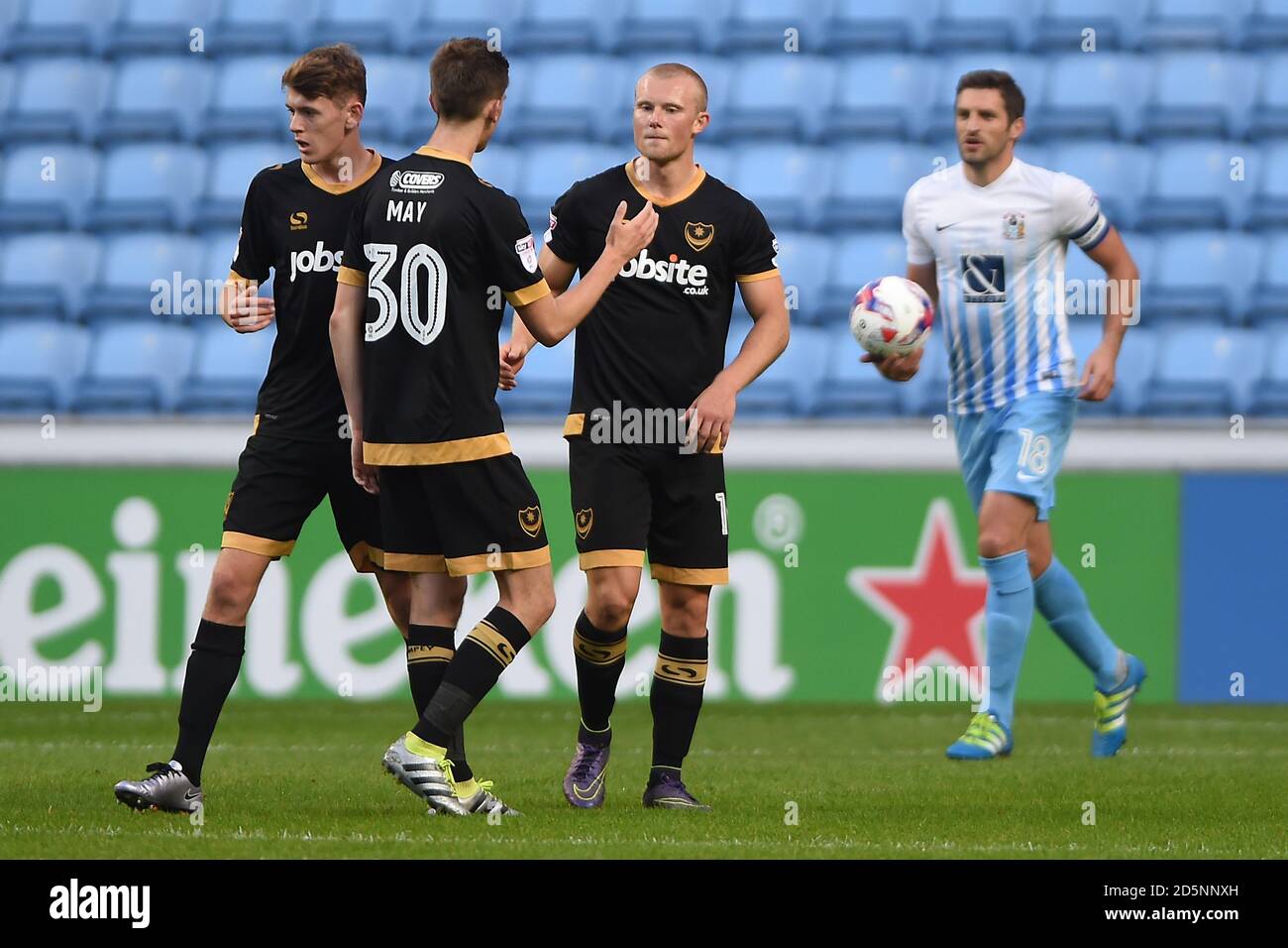 Portsmouth's Curtis Main celebrates scoring from the penalty spot Stock ...