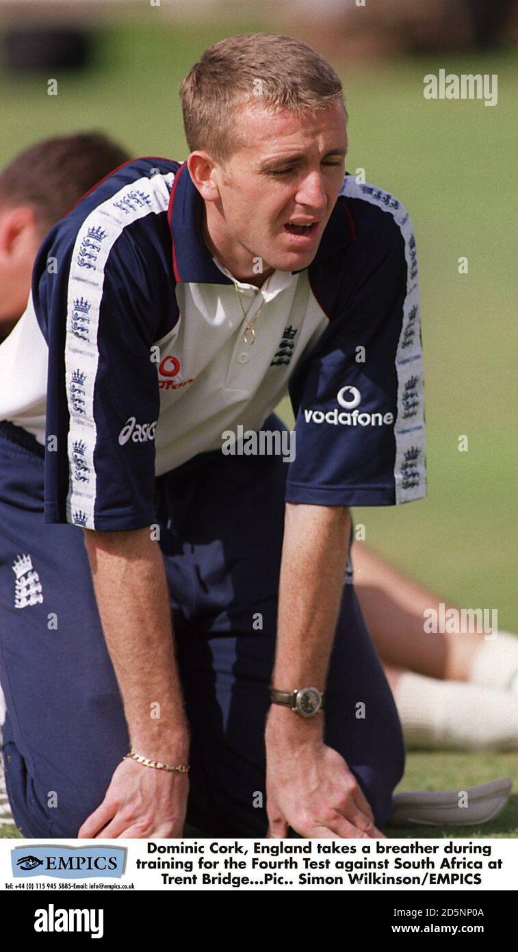 England's Dominic Cork takes a breather during nets Stock Photo - Alamy