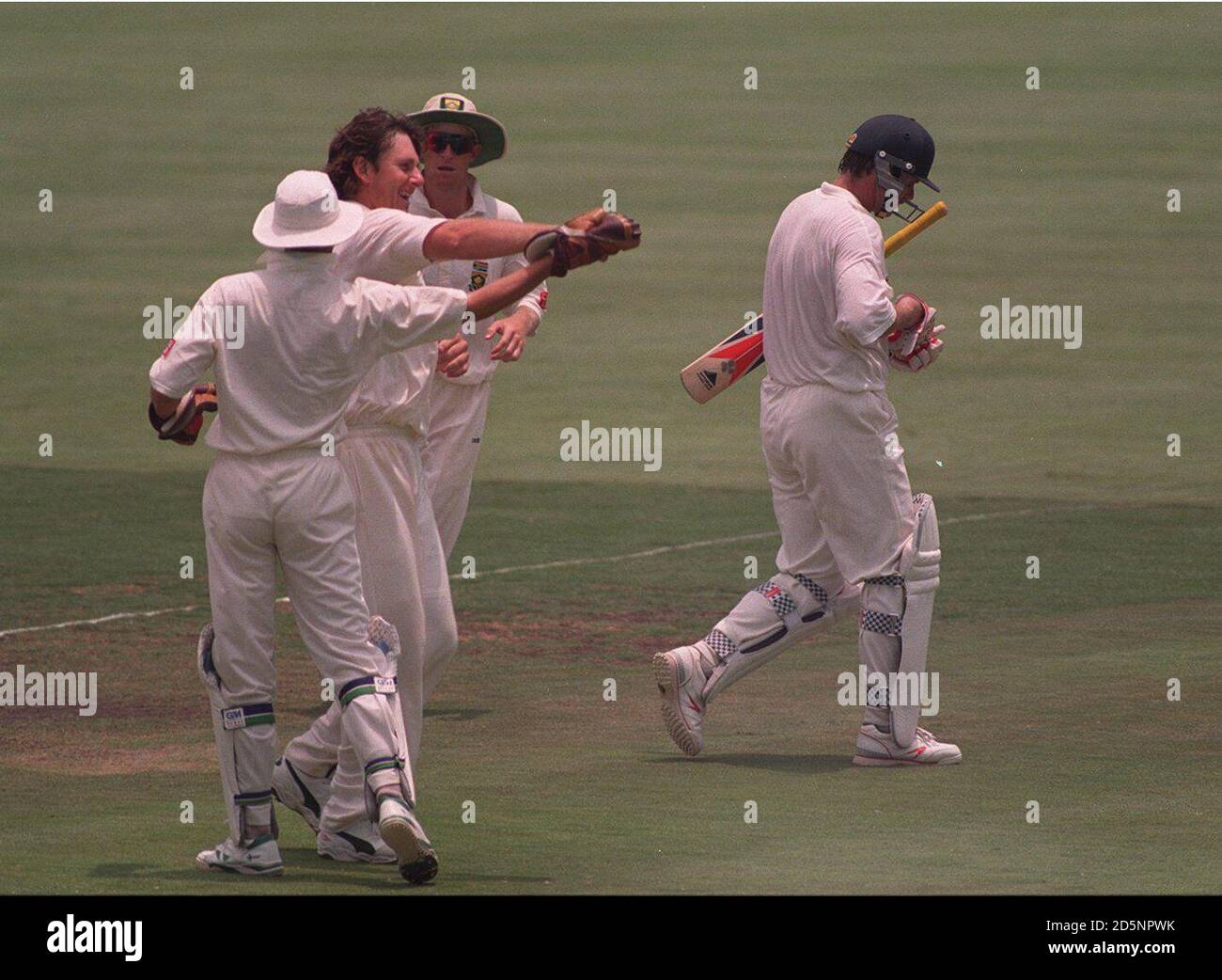 South Africa's Brian McMillan (second left) celebrates after dismissing ...