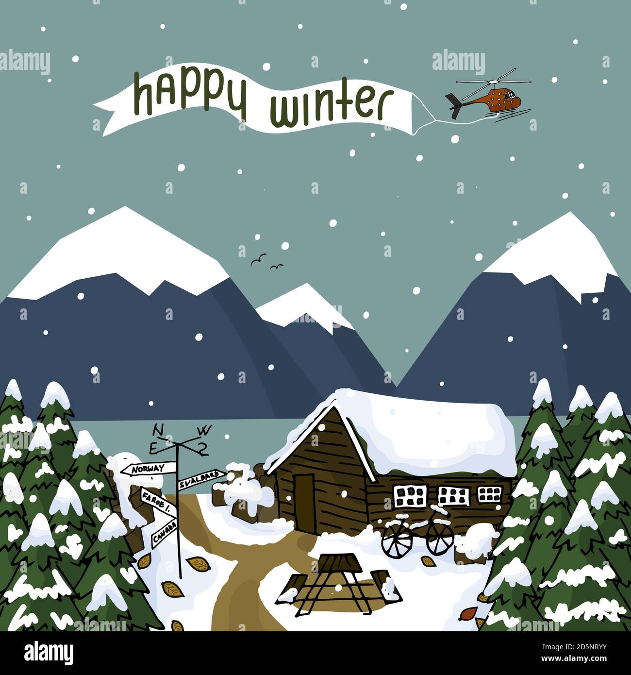 Winter landscape near forest Stock Vector Images - Alamy