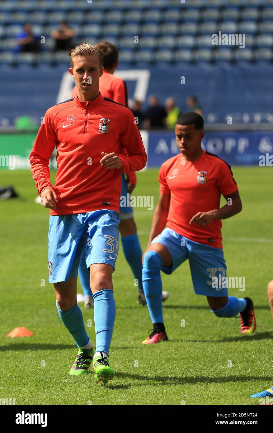 Coventry City's Ben Stevenson and Kyle Spence warm up prior to kick off ...