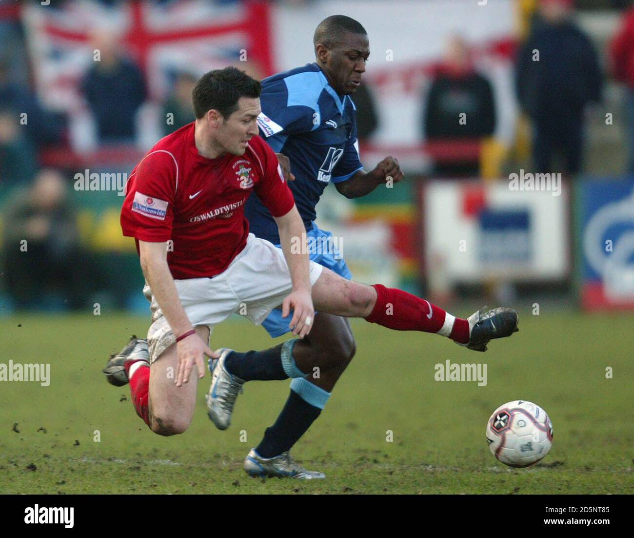 Accrington Stanley's David Brown and Cambridge United's Courtney Pritt ...