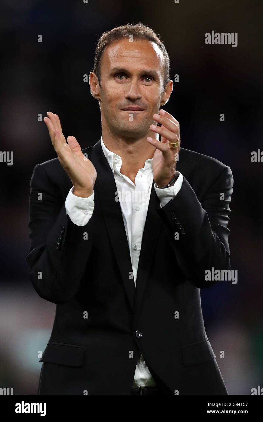 Former chelsea player Ricardo Carvalho applauds the fans as he takes to ...