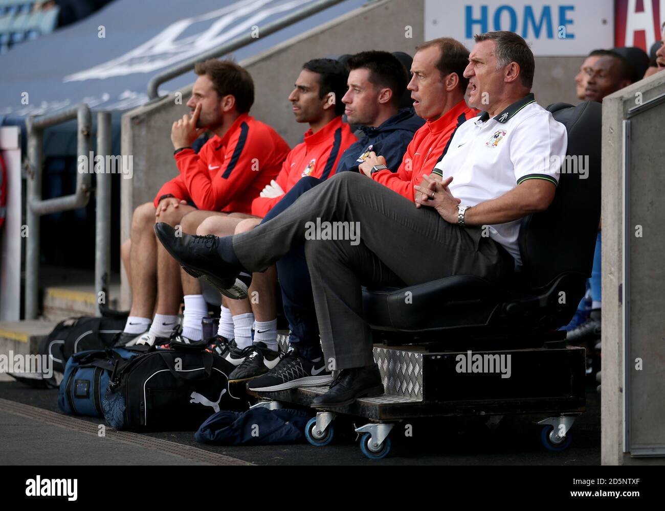 Coventry City manager Tony Mowbray (right) with first-team coach Jamie ...