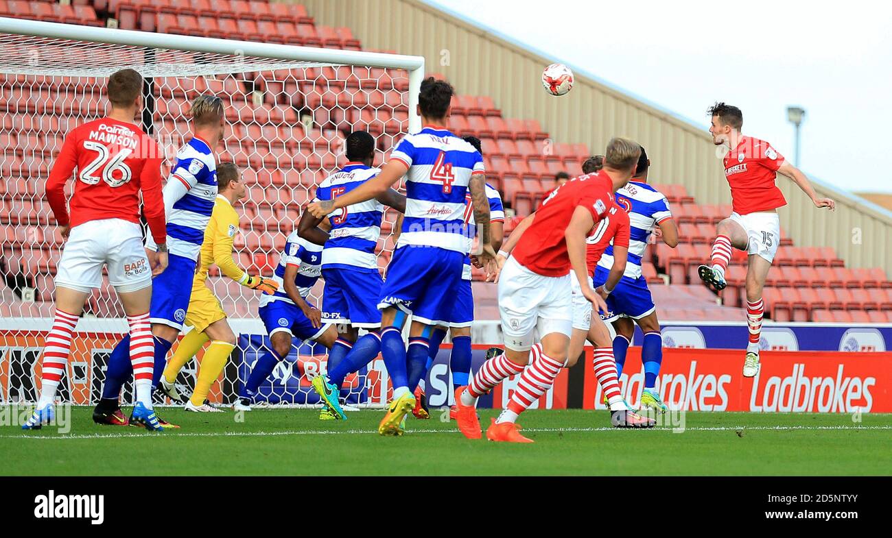 Barnsley's Marley Watkins (right) scores his side's first goal of the ...
