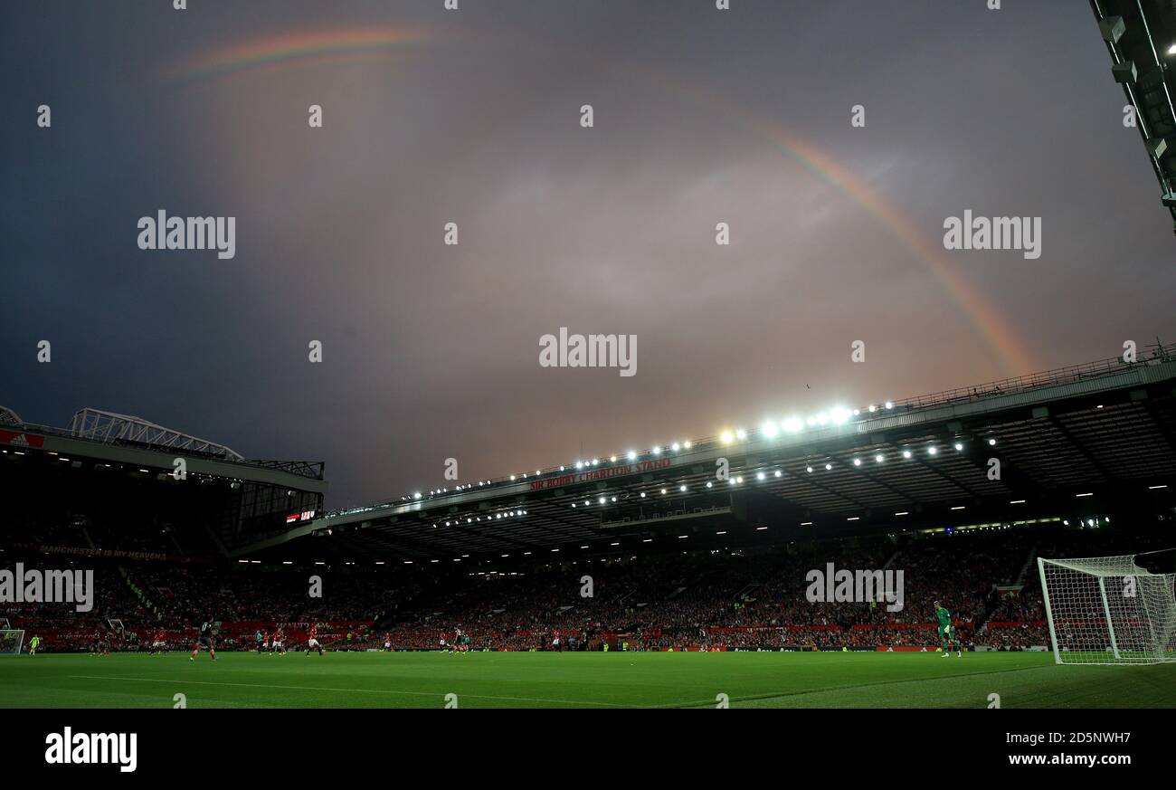 A rainbow appears over the stadium Stock Photo - Alamy
