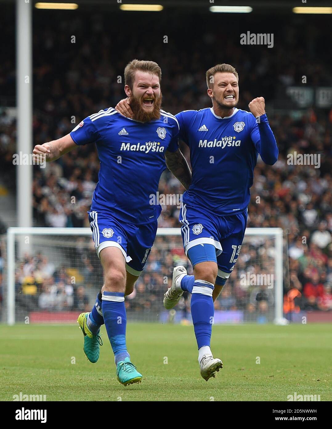 Cardiff City's Anthony Pilkington (right) celebrates scoring their ...