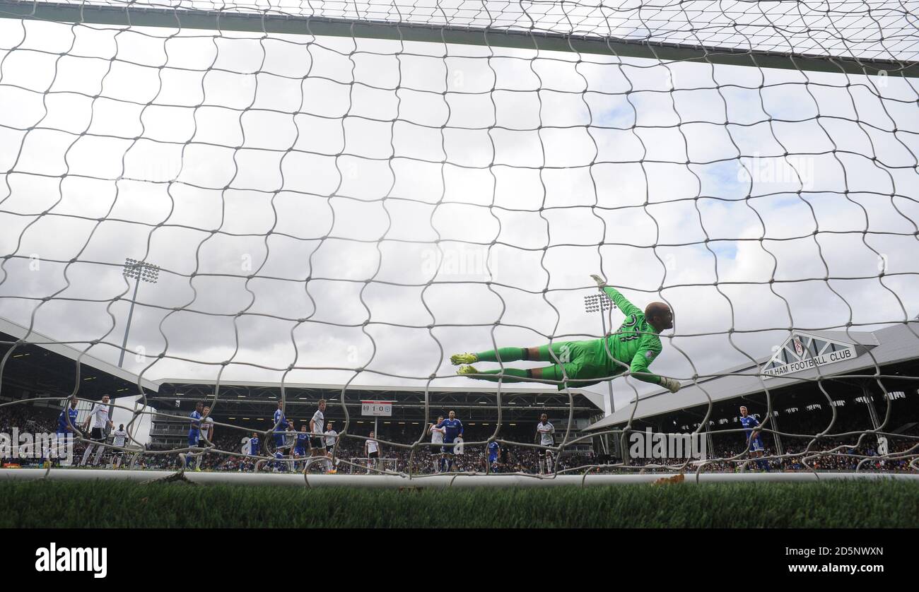 Fulham's goalkeeper David Button is beaten for Cardiff City's first ...