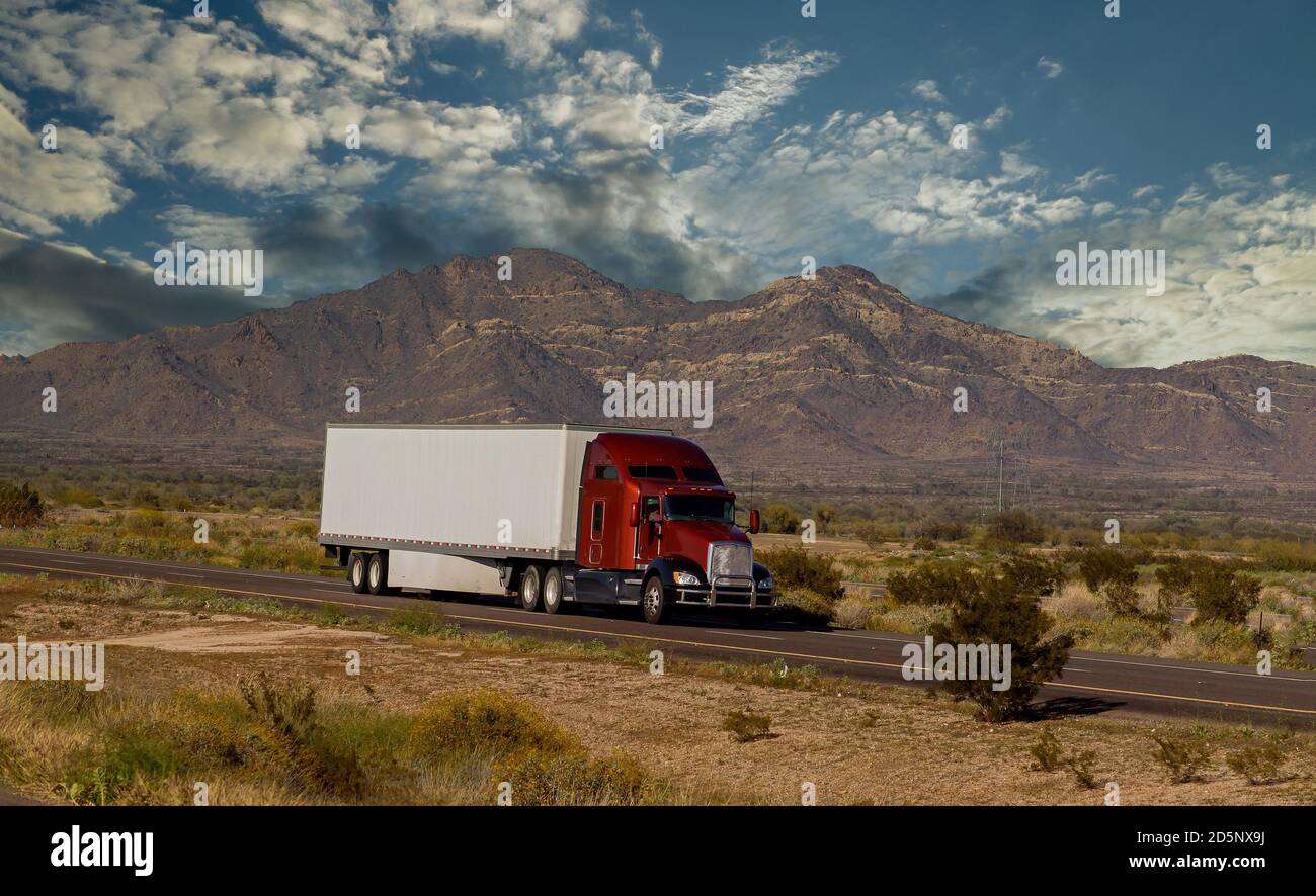 Classic big rig heavy duty long haul diesel semi truck with ...